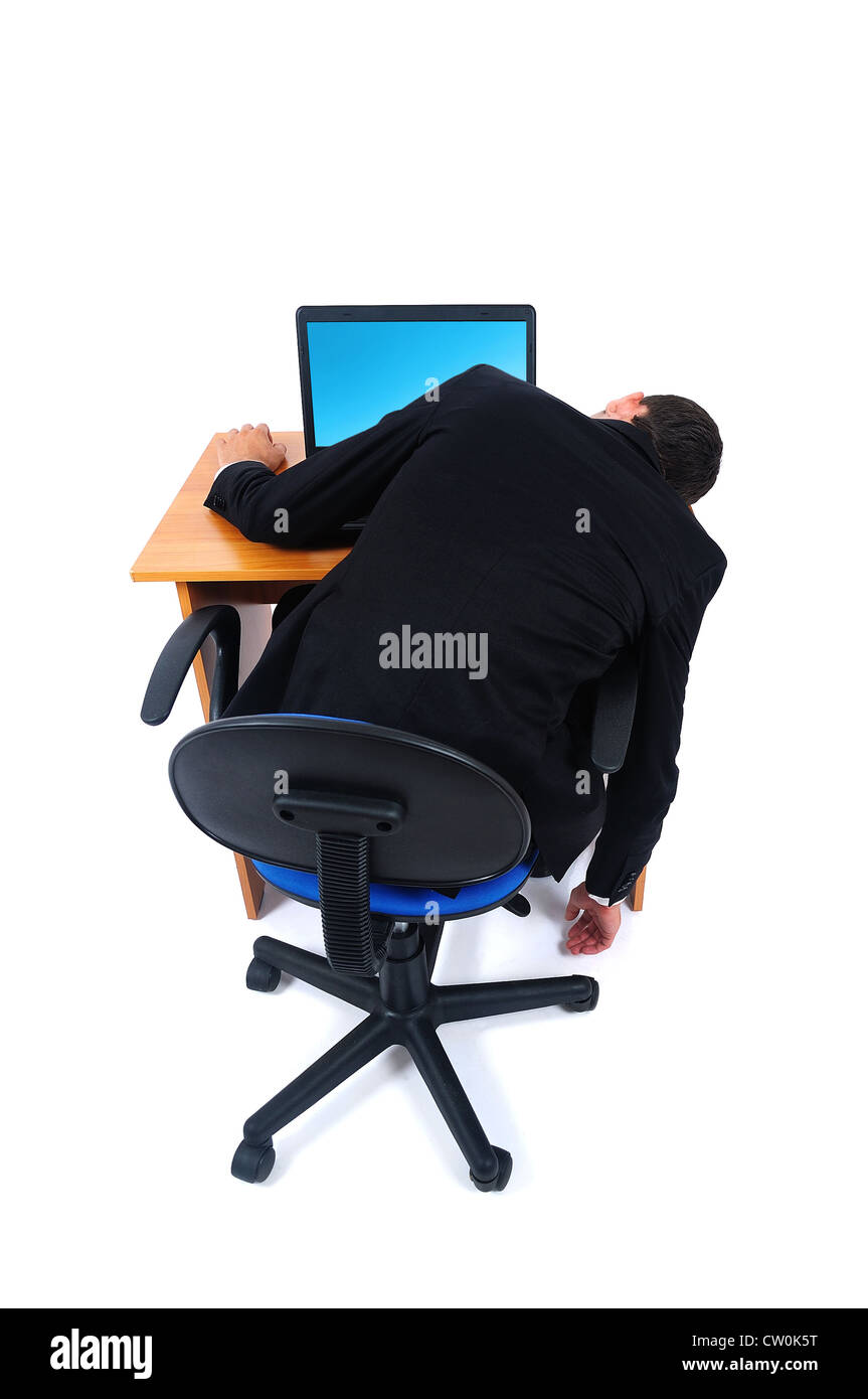 Isolated young business man sleeping Stock Photo - Alamy