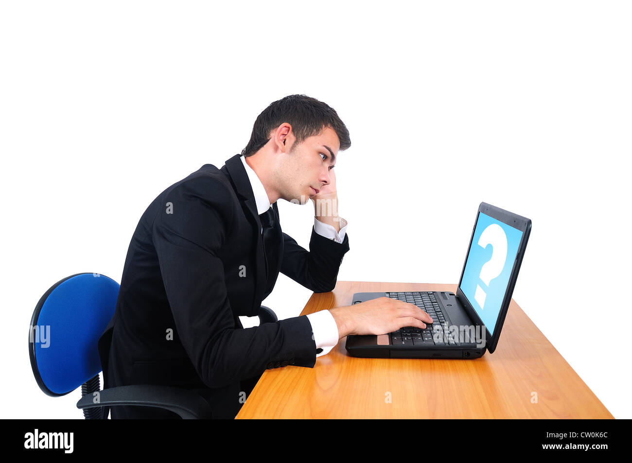 Isolated young business man tired Stock Photo - Alamy