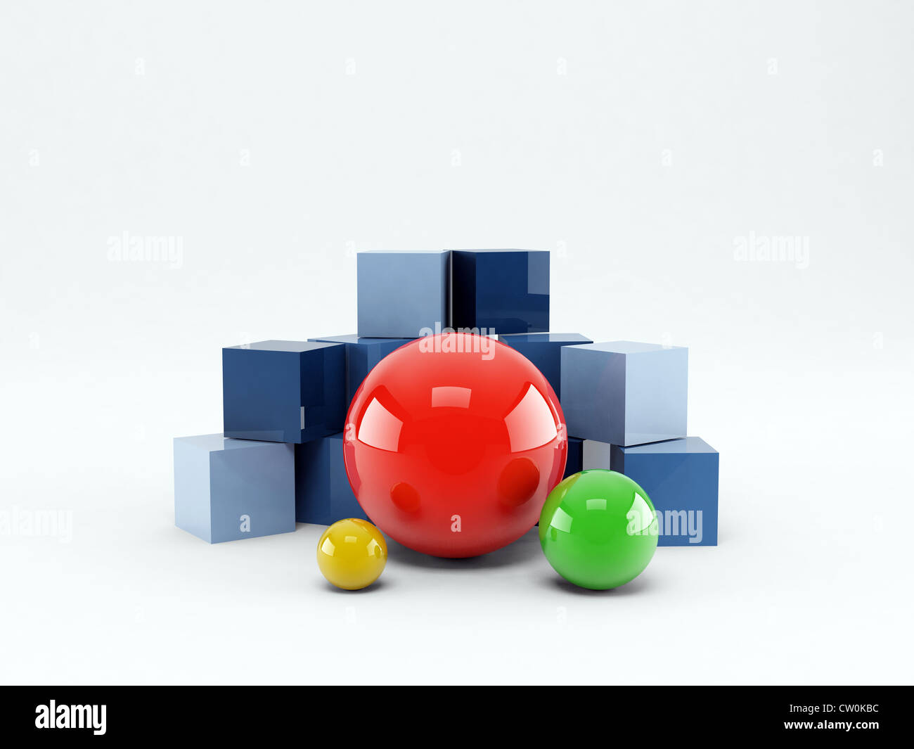 cubes and spheres isolated on white background Stock Photo - Alamy