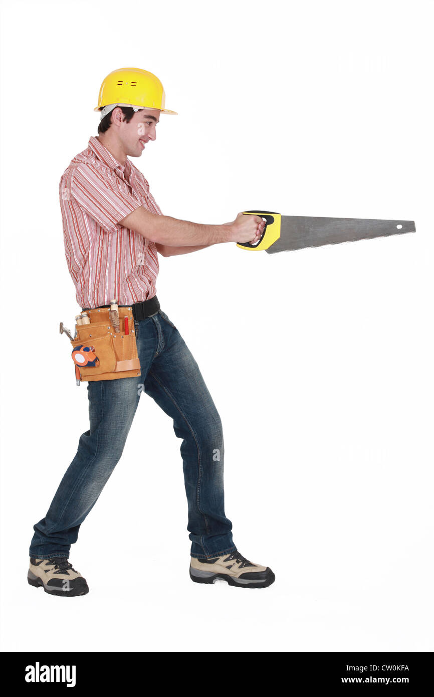 Male builder handyman female Cut Out Stock Images & Pictures - Alamy