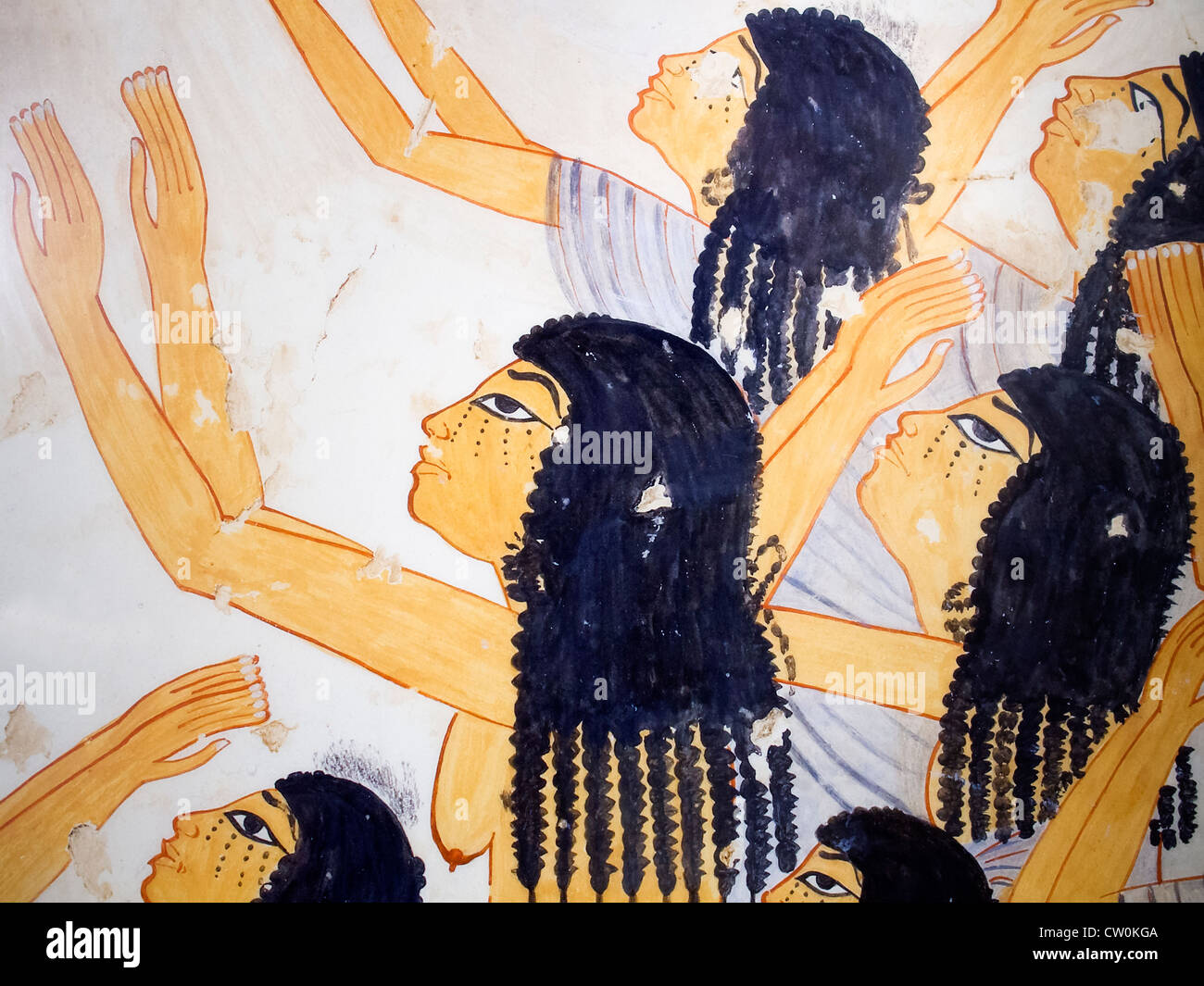 Detail, female mourners at the tomb of Vizier Ramose, Thebes - the ...