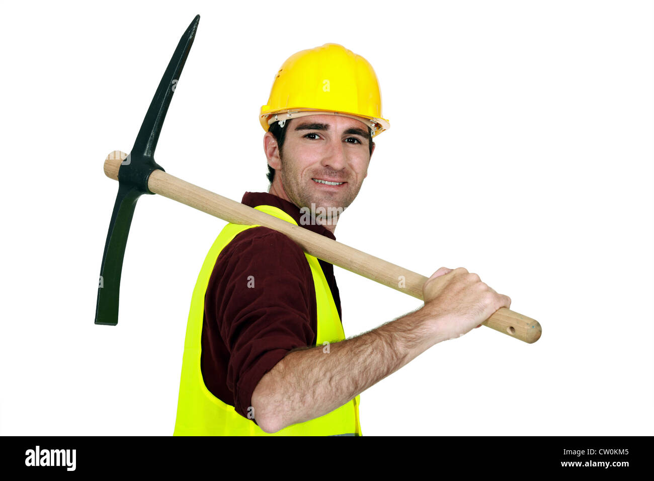 Laborer pickaxe on shoulder hi-res stock photography and images - Alamy