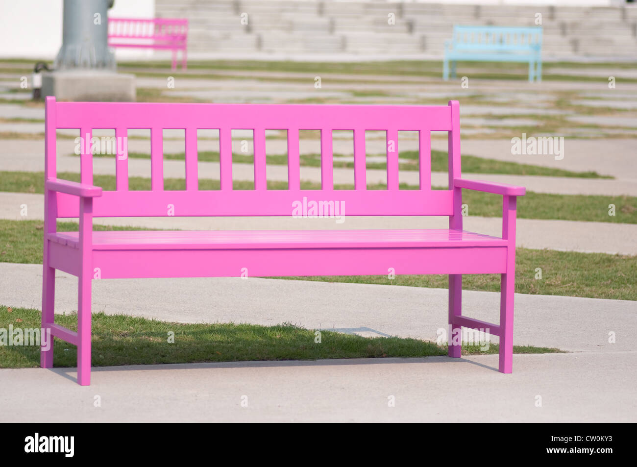 pink street chair in the park Stock Photo - Alamy