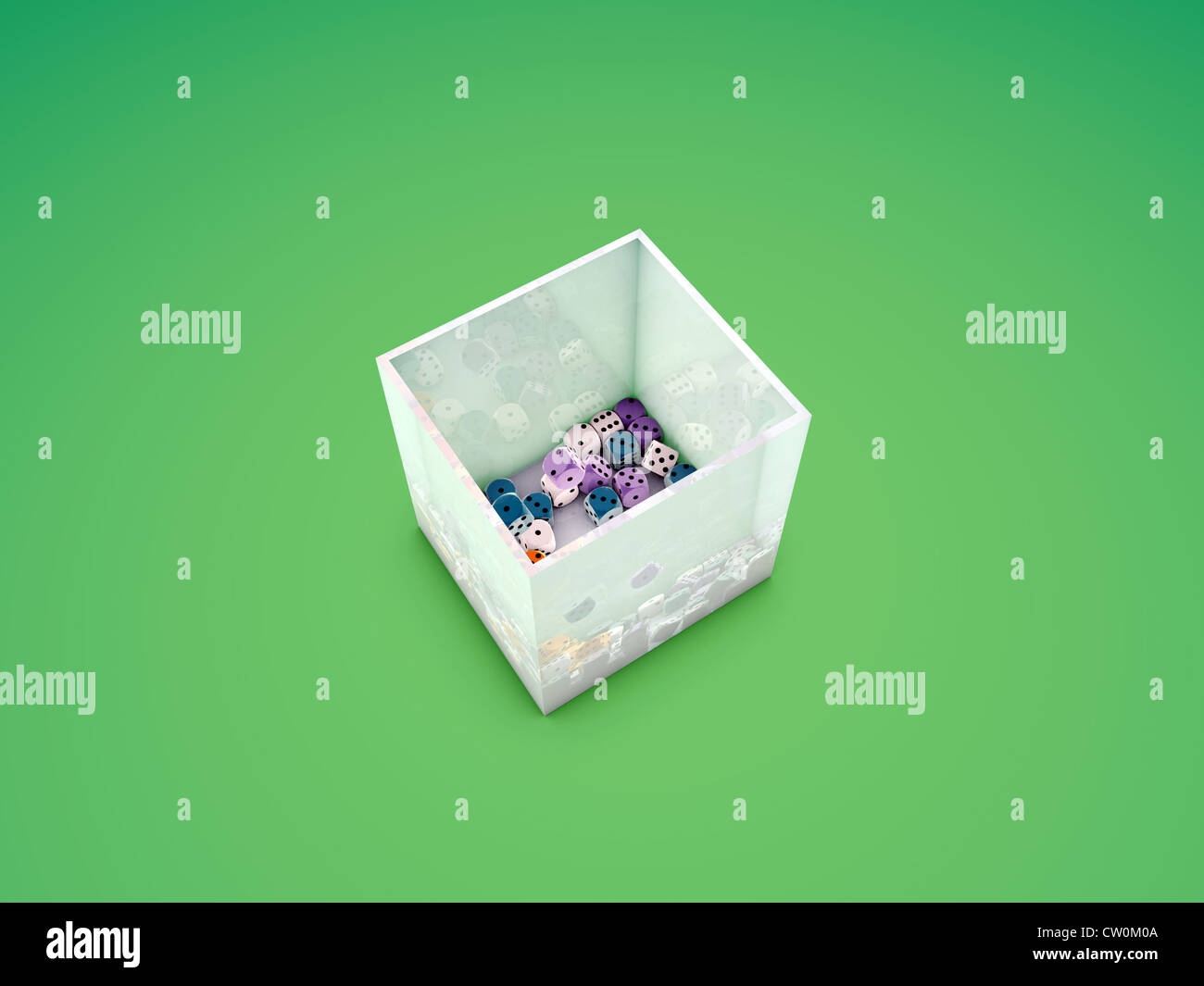 dice into a glass cube Stock Photo - Alamy
