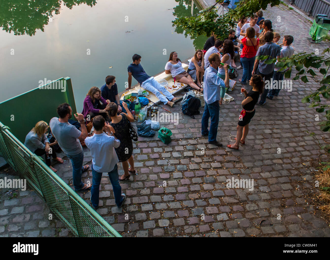 Paris, France, Aerial View, Crowd of Young French People Relaxing ...