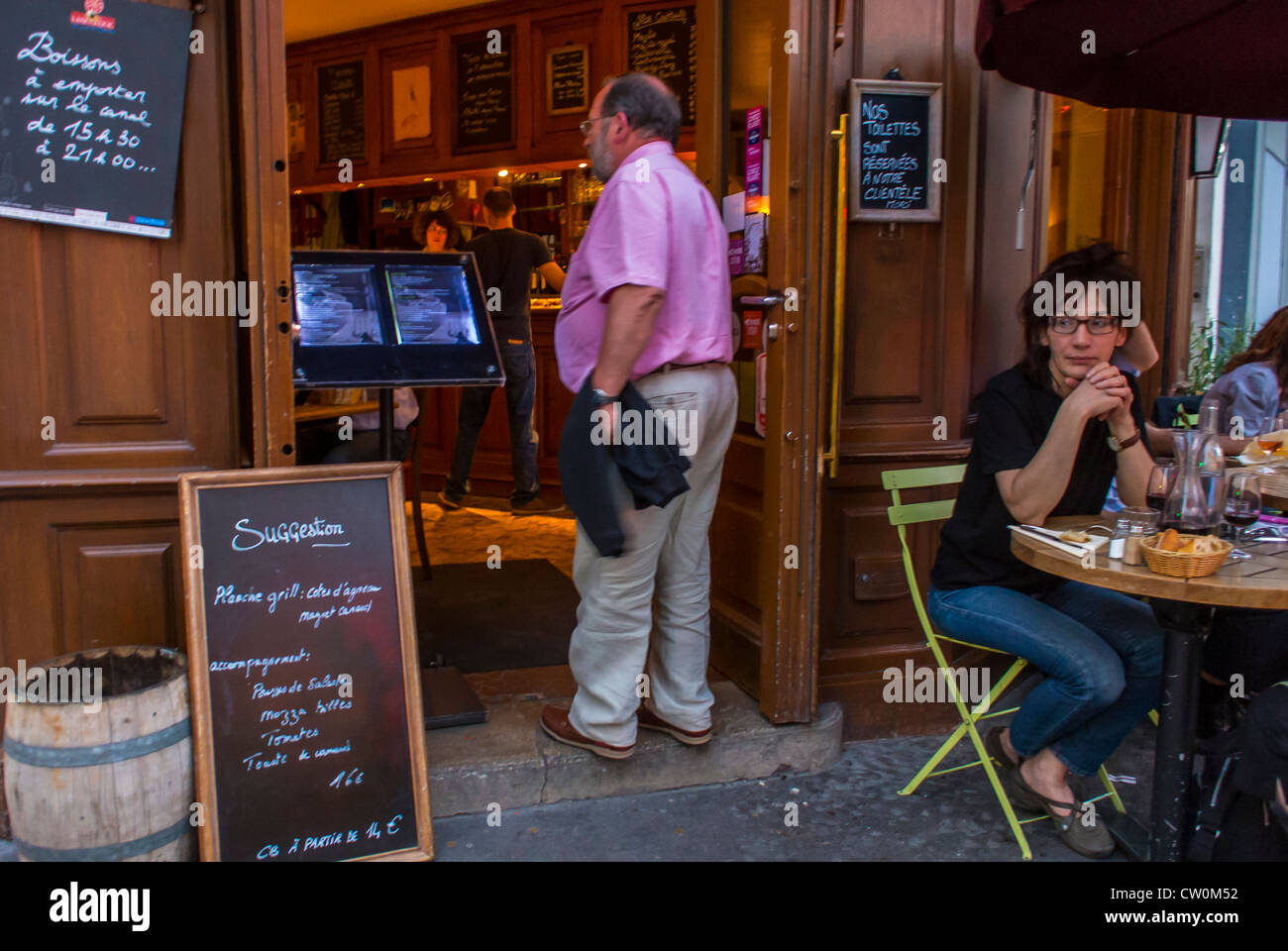Paris, France, Young People Sharing Meals in French Bistro Café ...