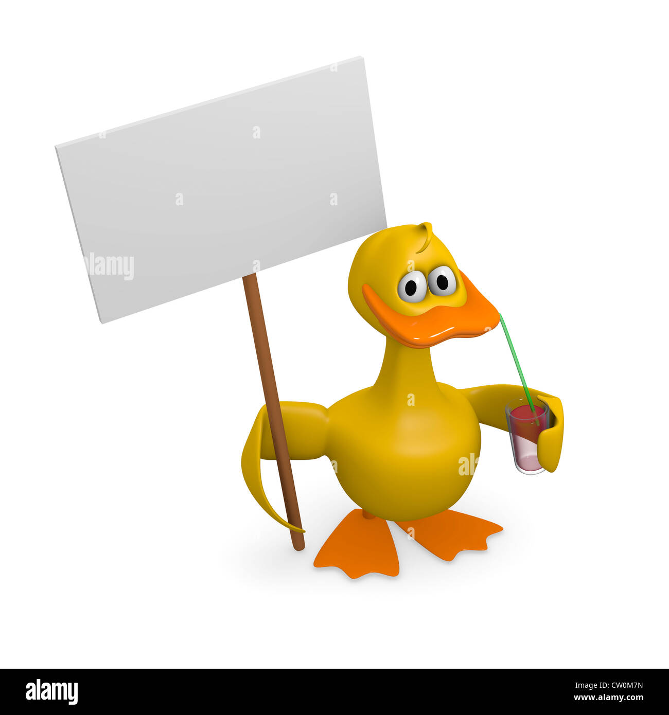 Funny duck with a blank sign Stock Photo - Alamy