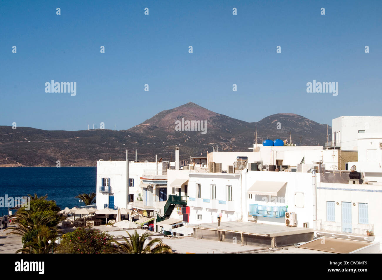 Adamas town typical white architecture Milos Greek Island Cyclades ...