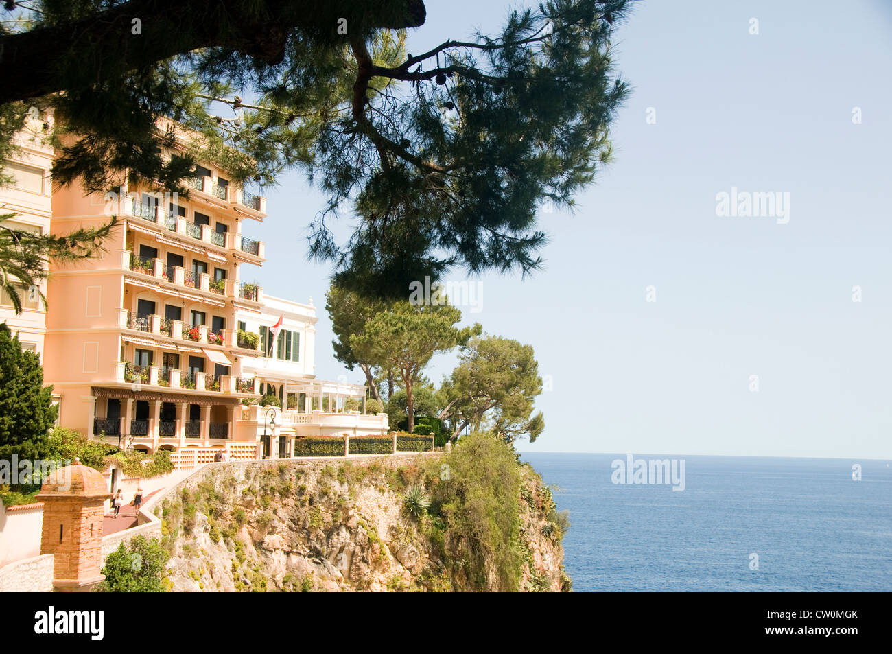 luxury apartment condos built on rocky cliff over Mediterranean Sea ...