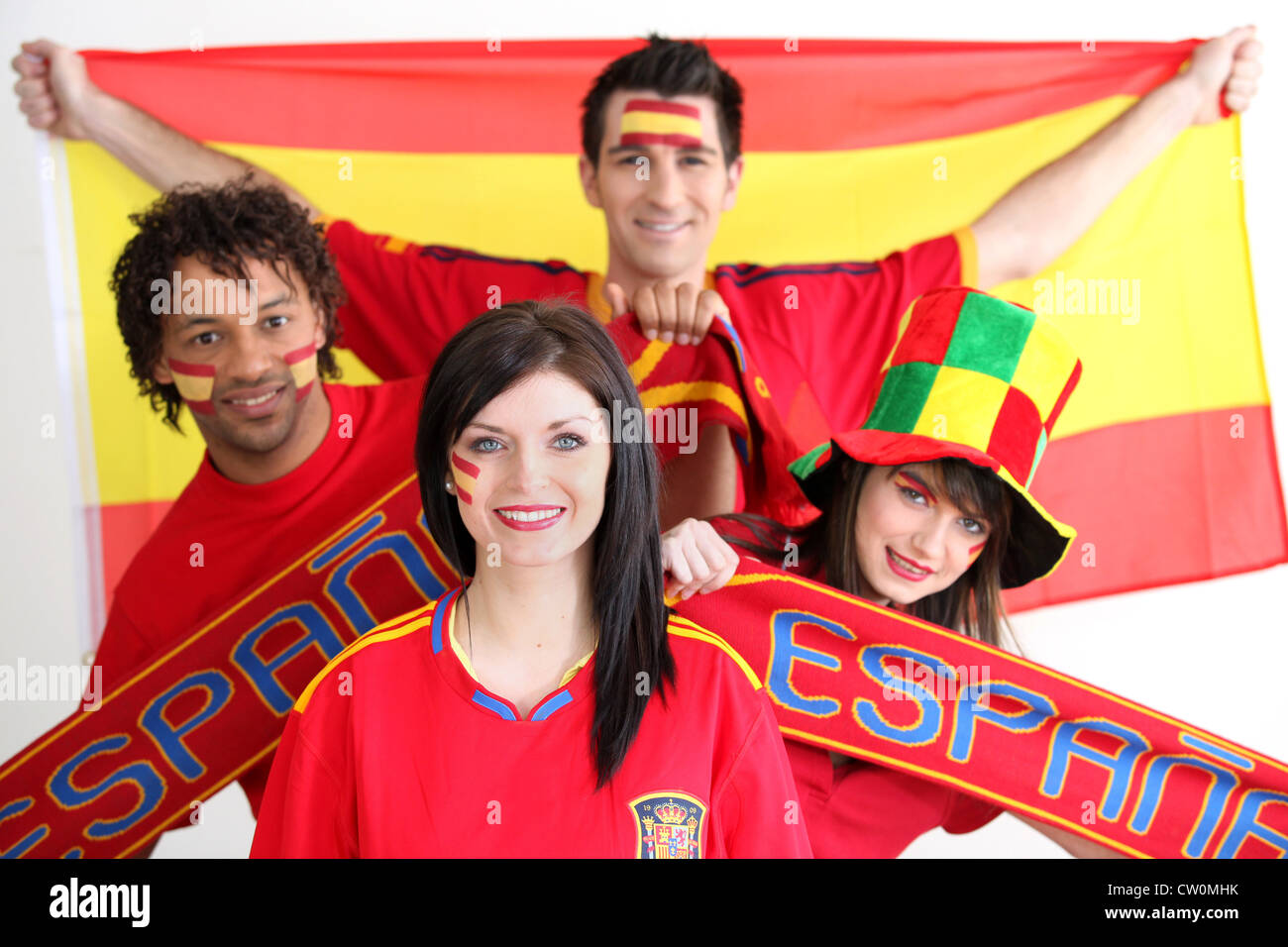 Young people supporting Spain Stock Photo - Alamy