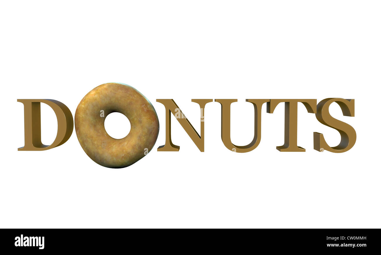 donuts word isolated on white background Stock Photo - Alamy
