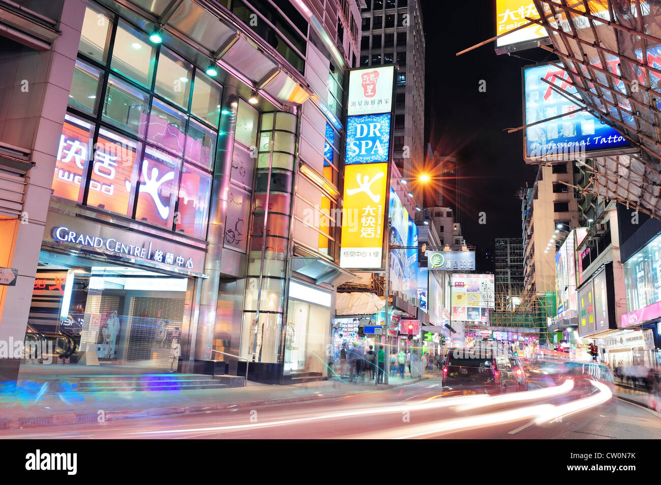 Crowded street view at night Stock Photo - Alamy