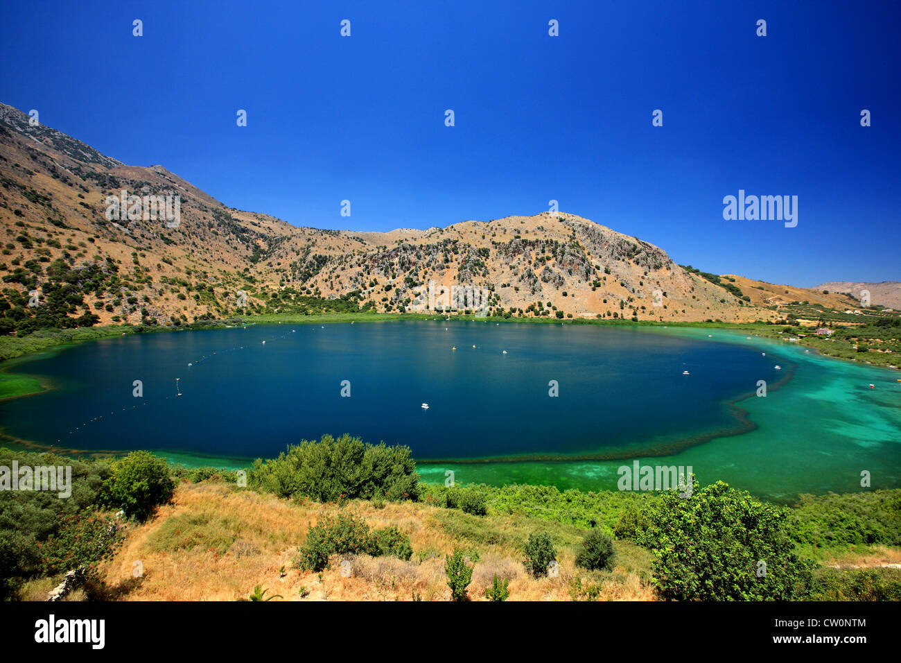 Kournas (or "Kourna") lake, Chania prefecture, Crete, Greece Stock ...