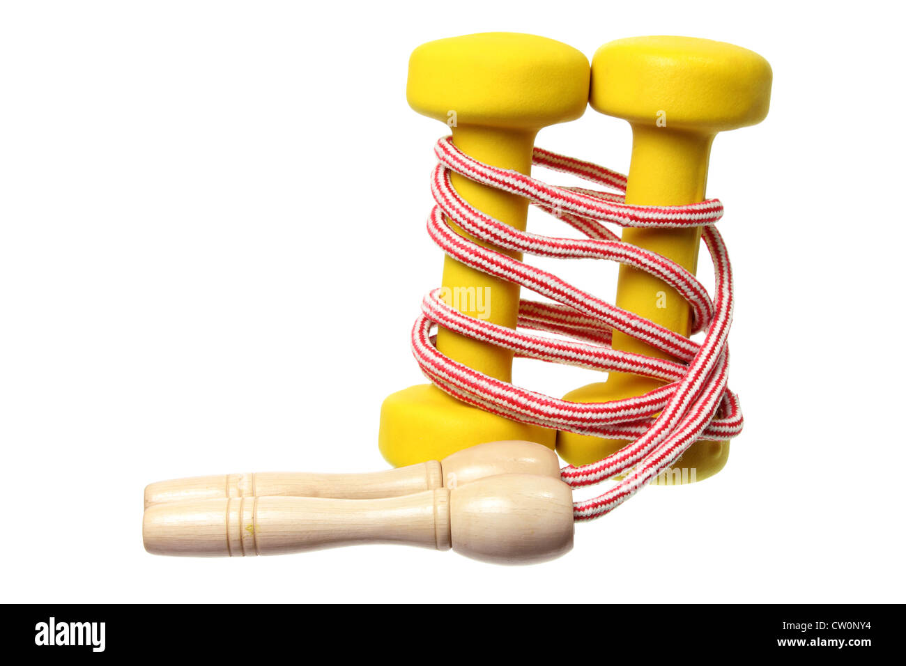 Dumb Bells and Skipping Rope Stock Photo - Alamy