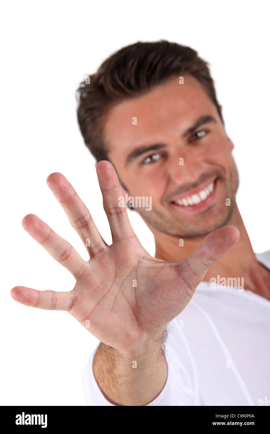 Man with outstretched hand Stock Photo - Alamy