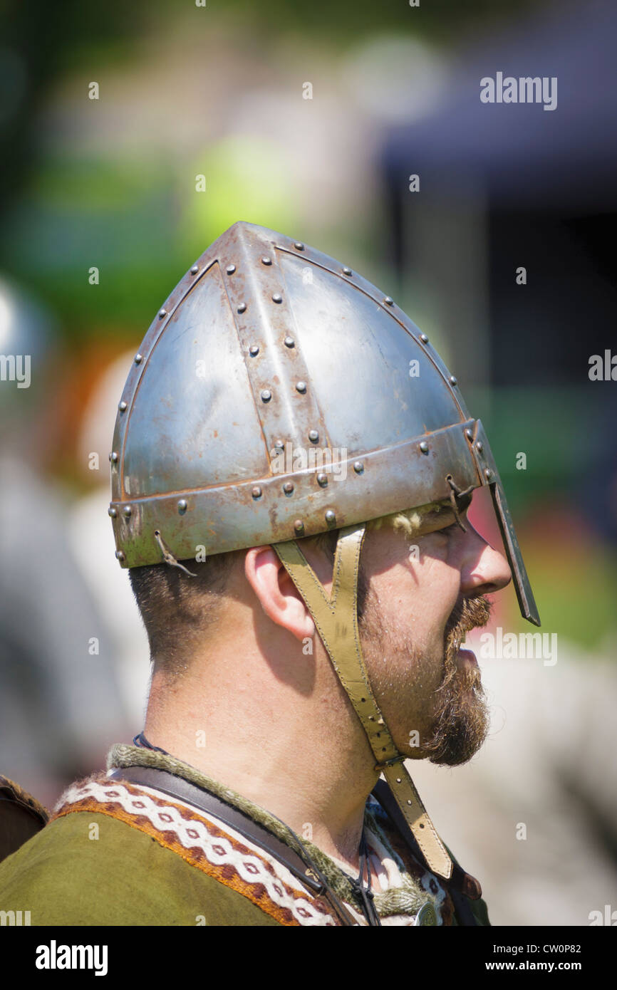 Man in replica medieval costume during Viking / Anglo-Saxon Reenactment ...