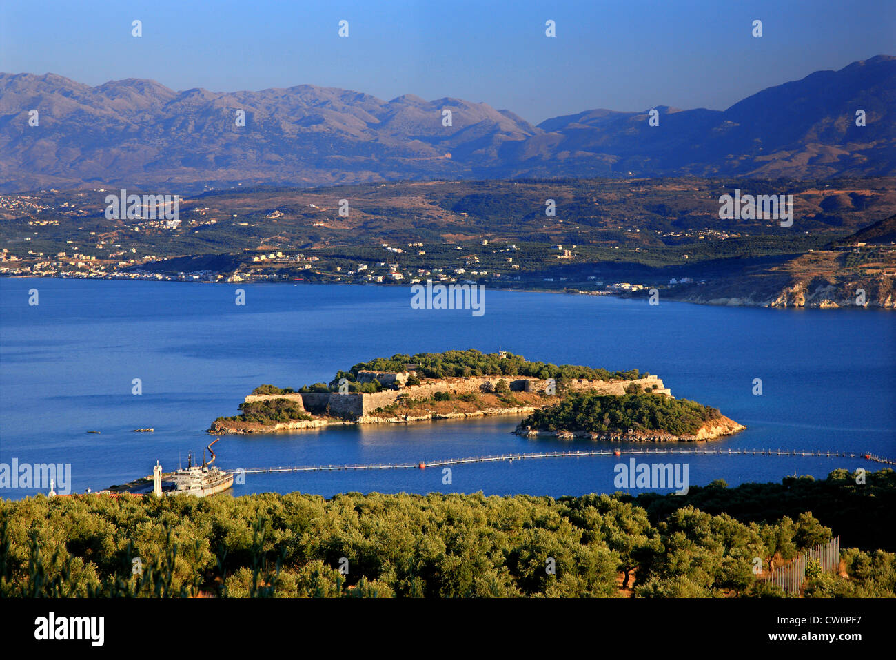 The Venetian castle on the islet of Souda, bay of Souda, Hania, Crete ...