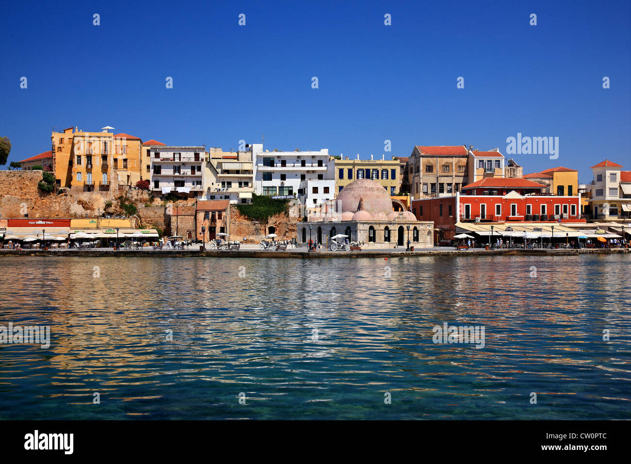 Partial view of the old Venetian harbor of Chania town (east side ...