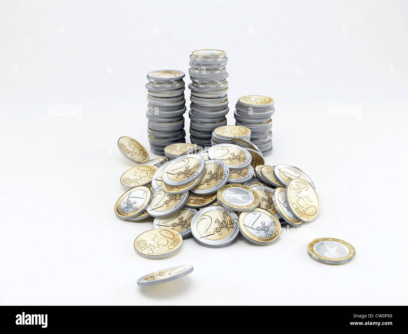 euro coins isolated on white background Stock Photo - Alamy