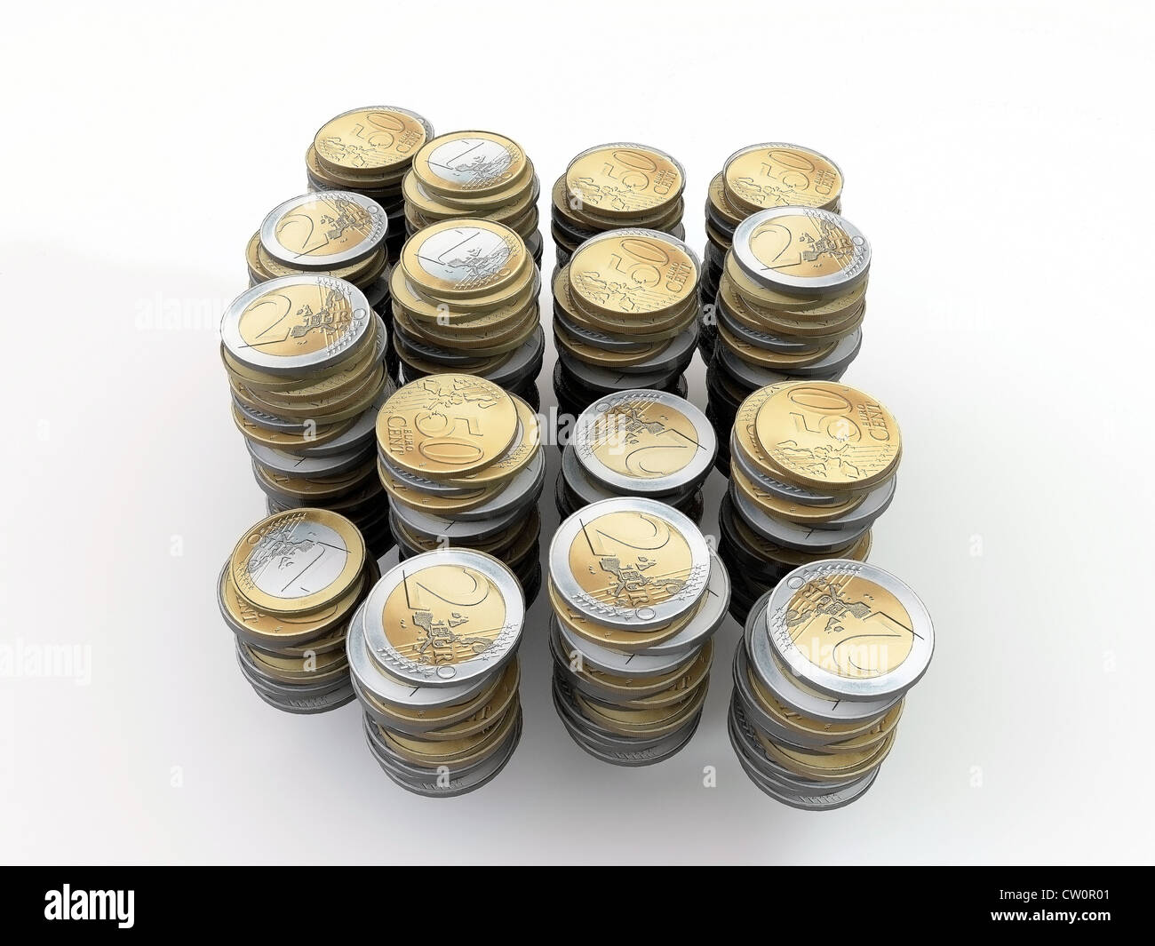 euro coins isolated on white background Stock Photo - Alamy