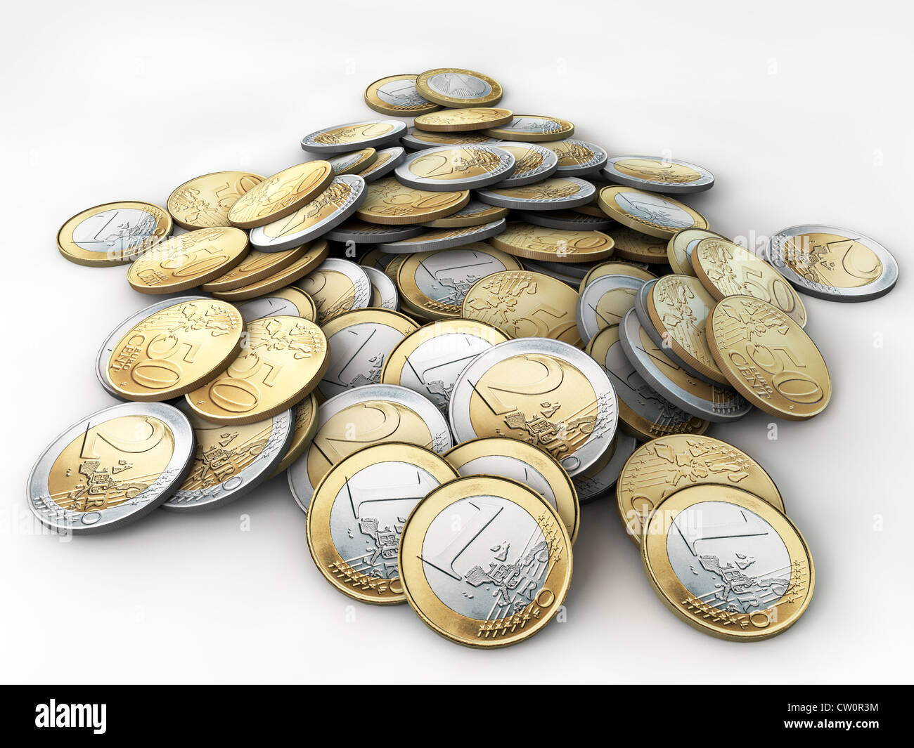 euro coins isolated on white background Stock Photo - Alamy