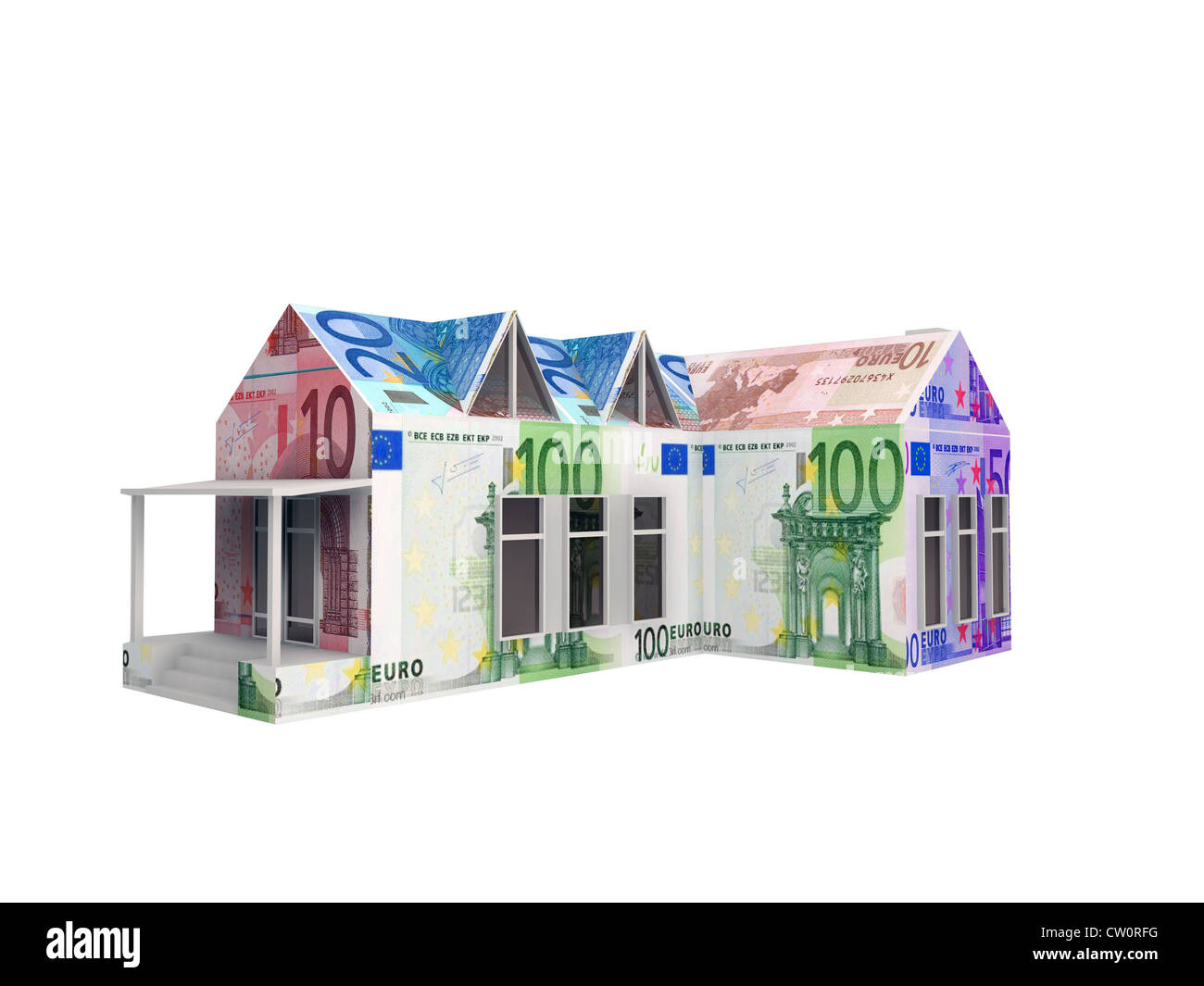 banknote house isolated on white background Stock Photo - Alamy