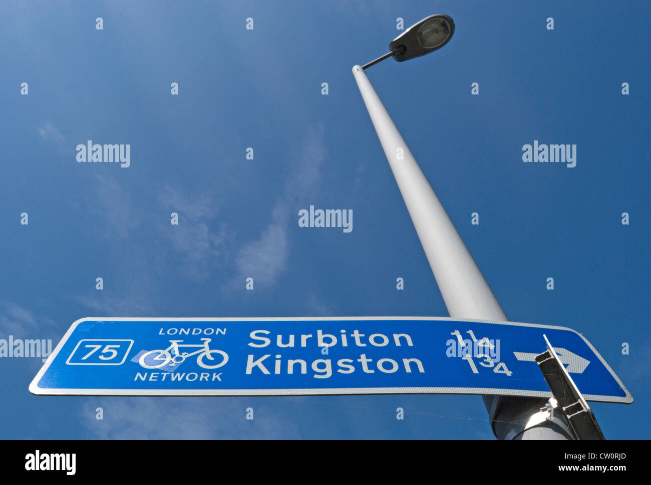 london network cycle sign giving directions for surbiton and kingston ...