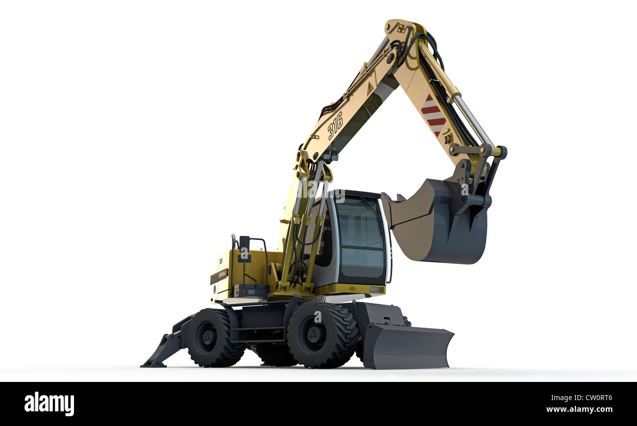 excavator isolated on white background Stock Photo - Alamy