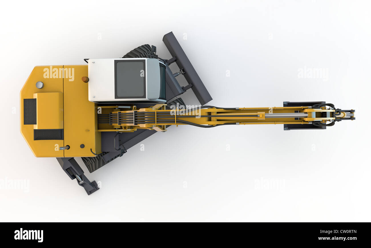excavator isolated on white background Stock Photo - Alamy