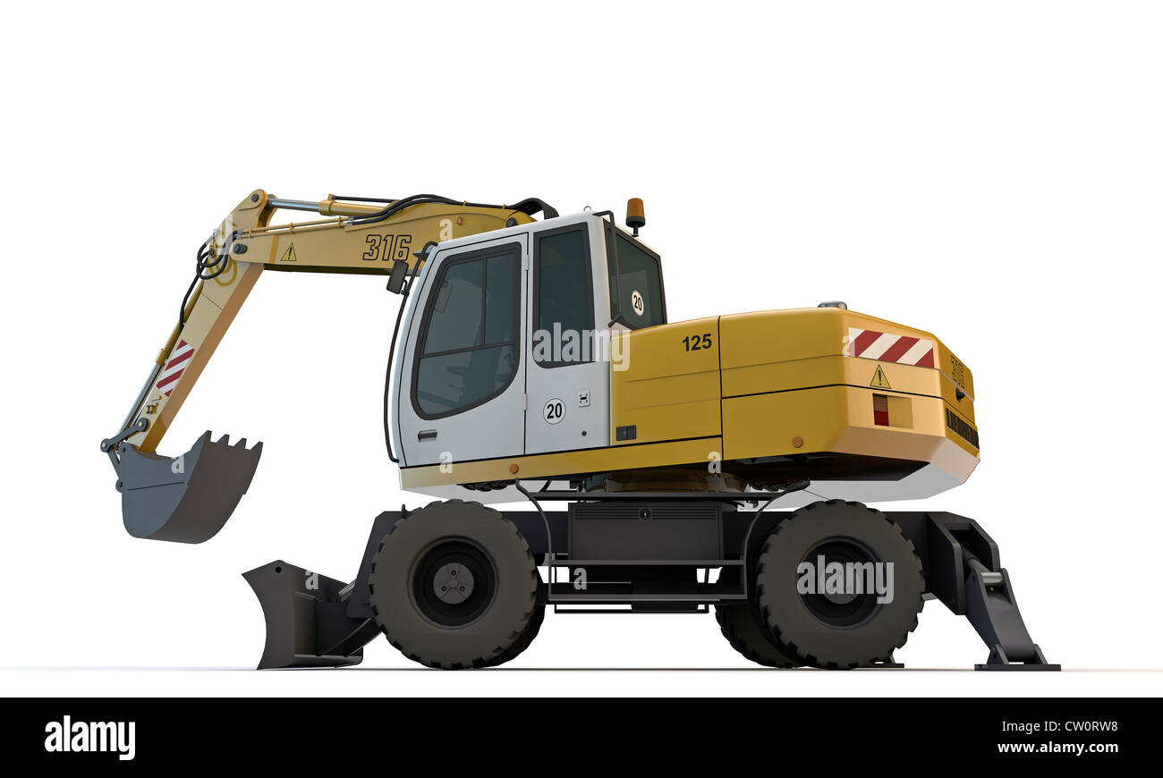 Excavator bucket on sand Cut Out Stock Images & Pictures - Alamy