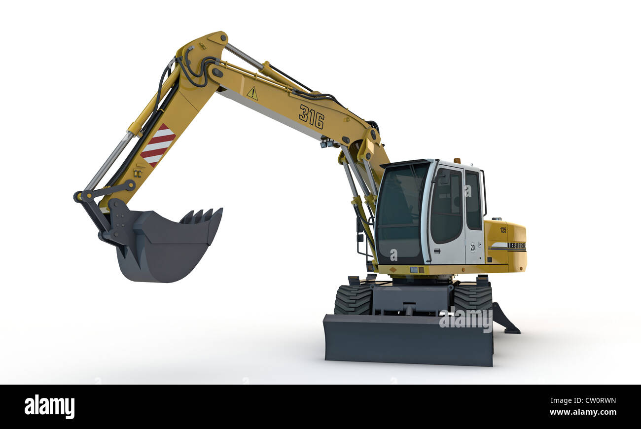 excavator isolated on white background Stock Photo - Alamy