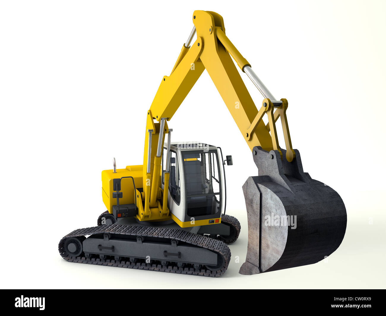 excavator isolated on white background Stock Photo - Alamy