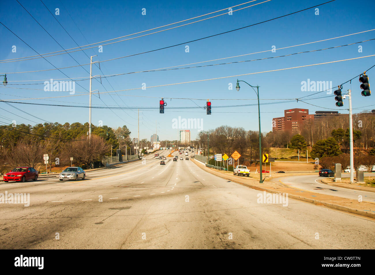 A busy commuter road over an interstate Stock Photo - Alamy