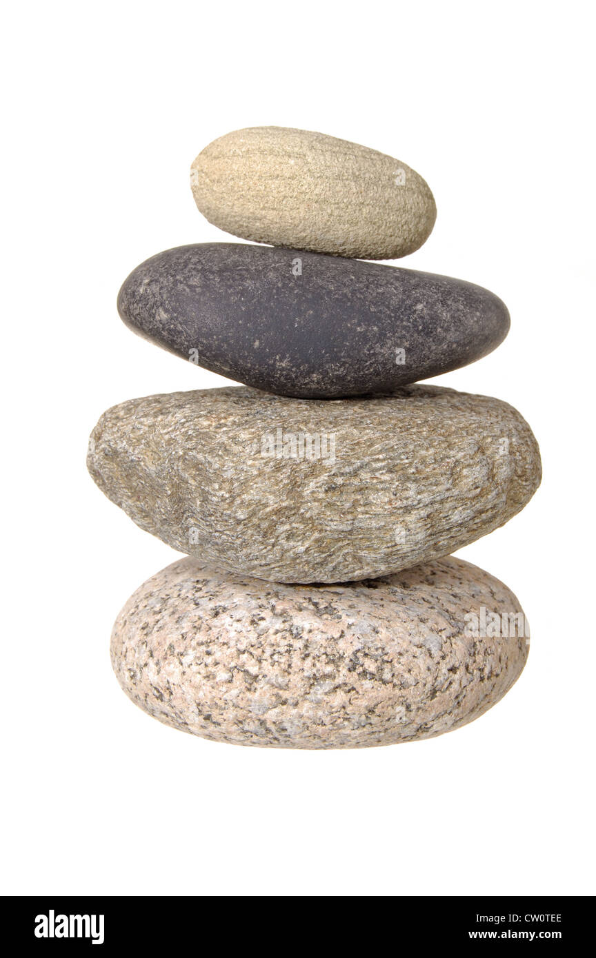 Stack of multi-colored pebbles isolated on a white background Stock ...