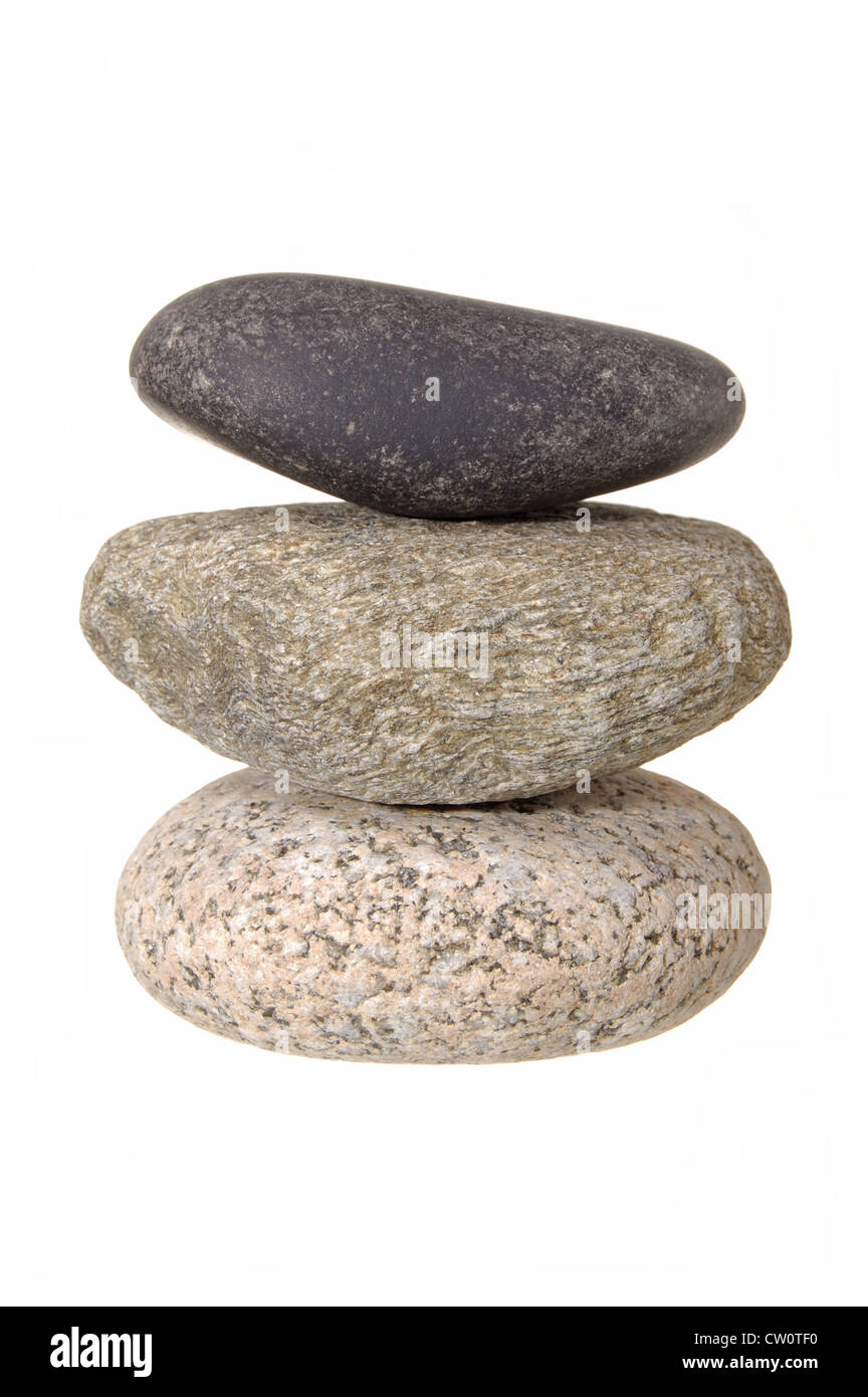 Stack of multi-colored pebbles isolated on a white background Stock ...