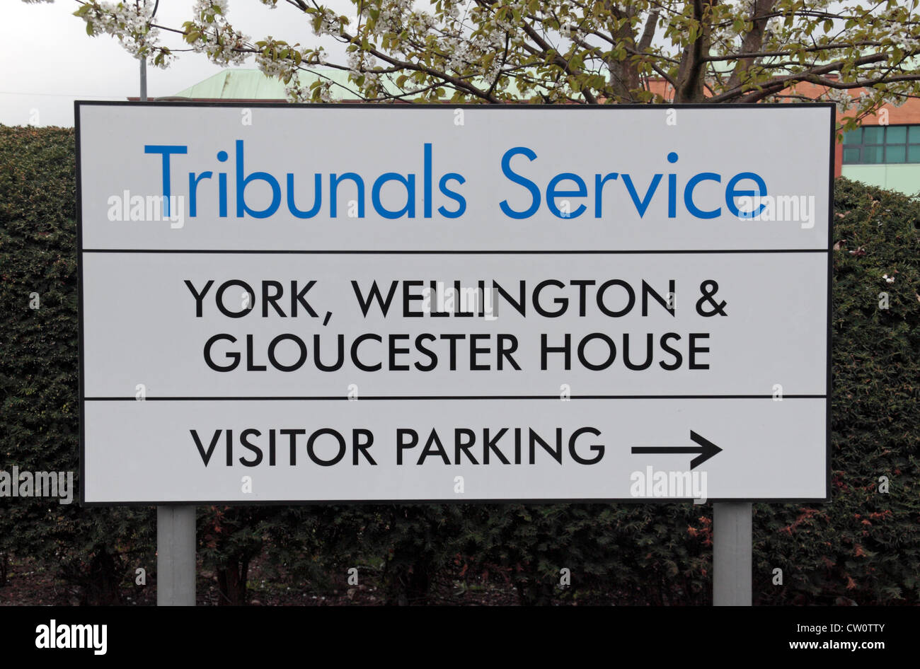 Sign outside the Tribunals Service offices (York House, Wellington ...