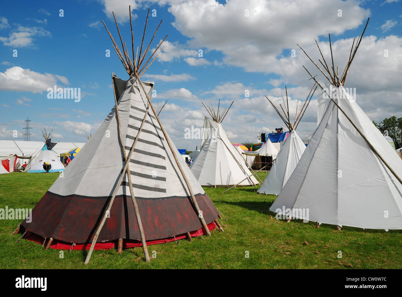 Native American tipis on display at the Heckington Show, Lincolnshire ...