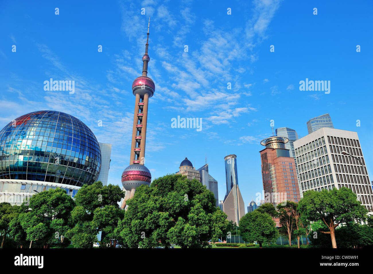 Shanghai urban architecture with blue sky Stock Photo - Alamy