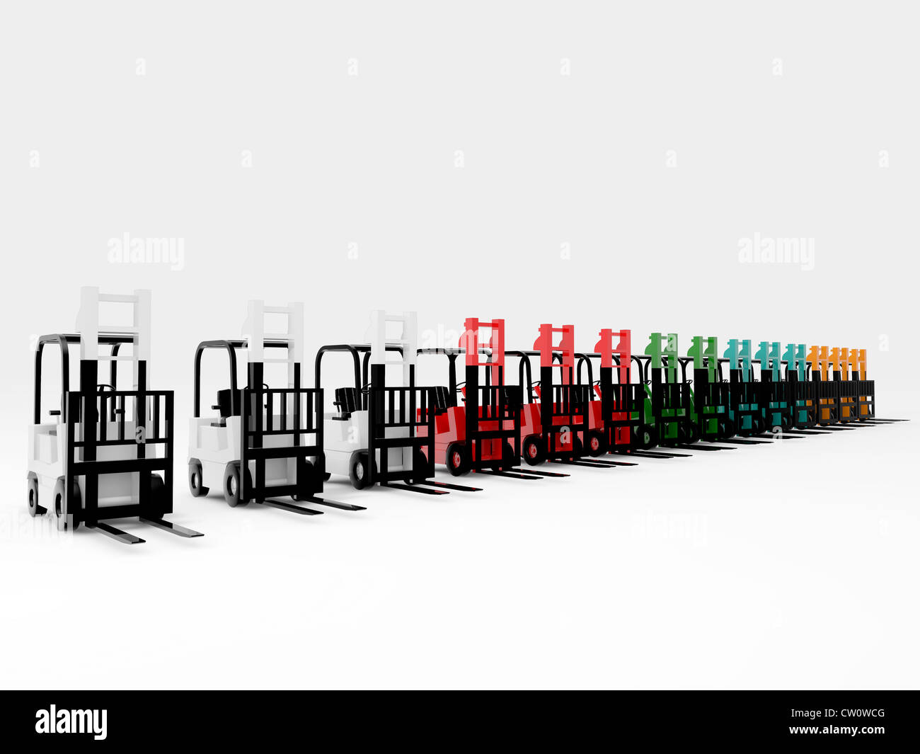 forklifts isolated on white background Stock Photo - Alamy