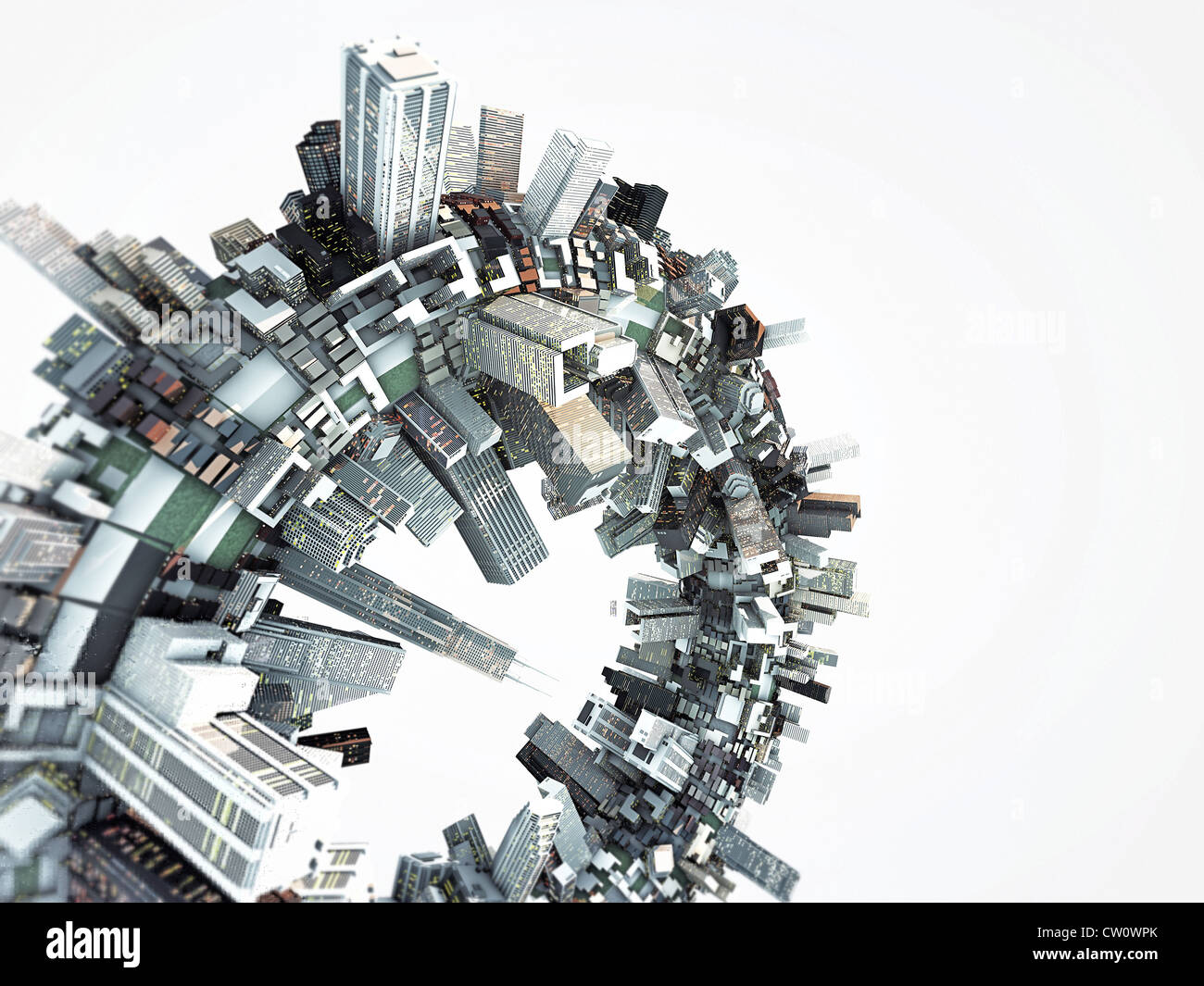 futuristic city around a ring isolated on white background Stock Photo ...