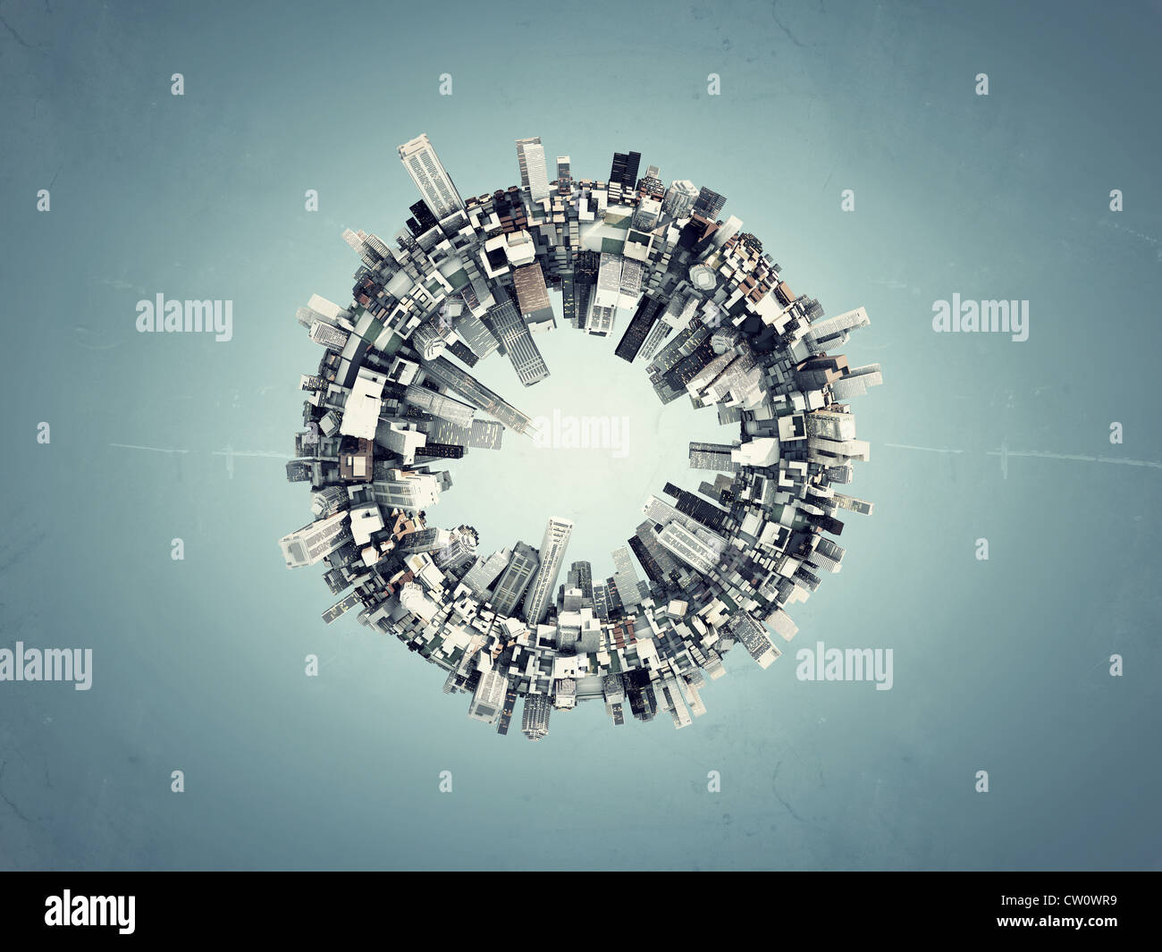 futuristic city around a ring isolated on white background Stock Photo ...