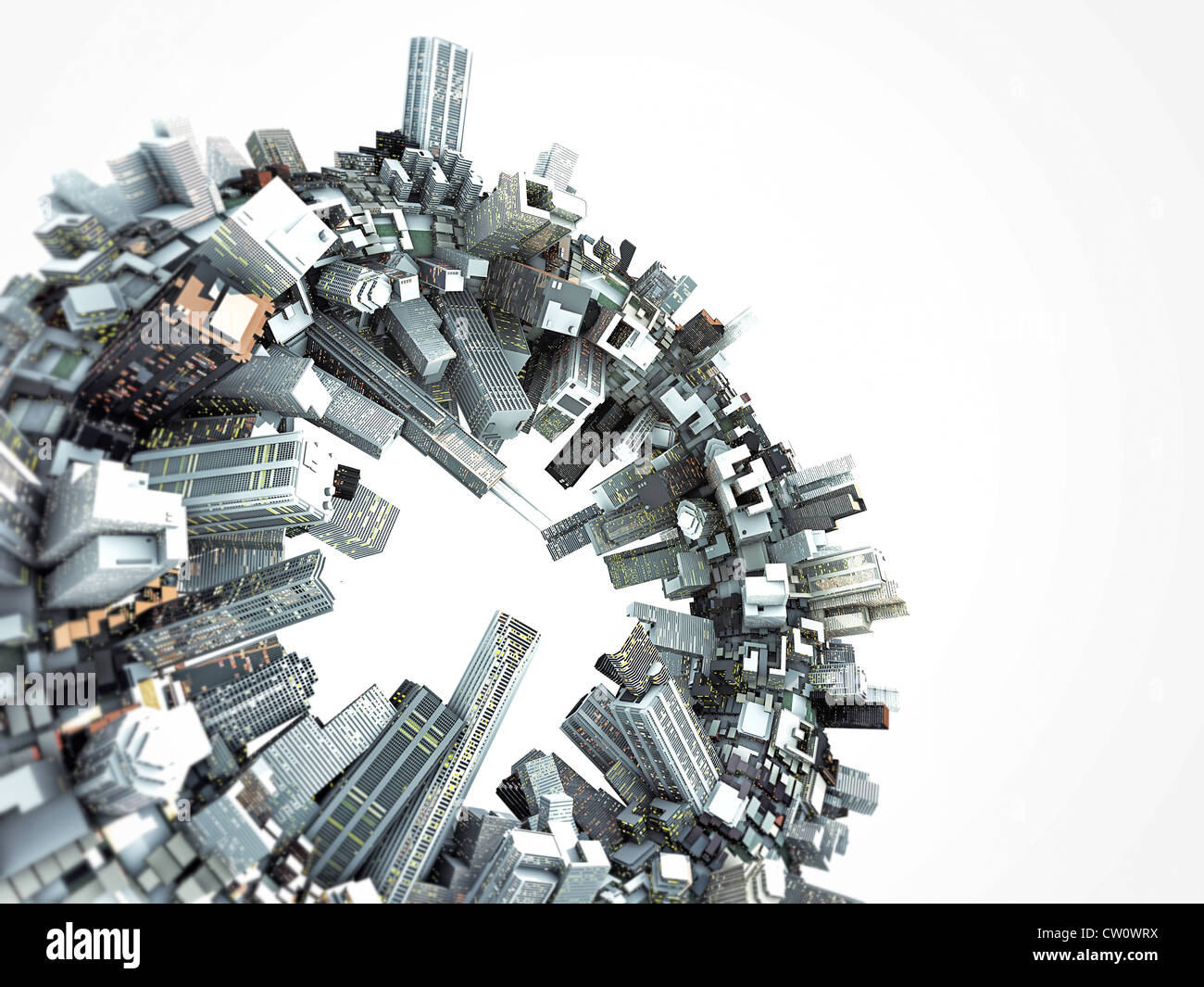 futuristic city around a ring isolated on white background Stock Photo ...