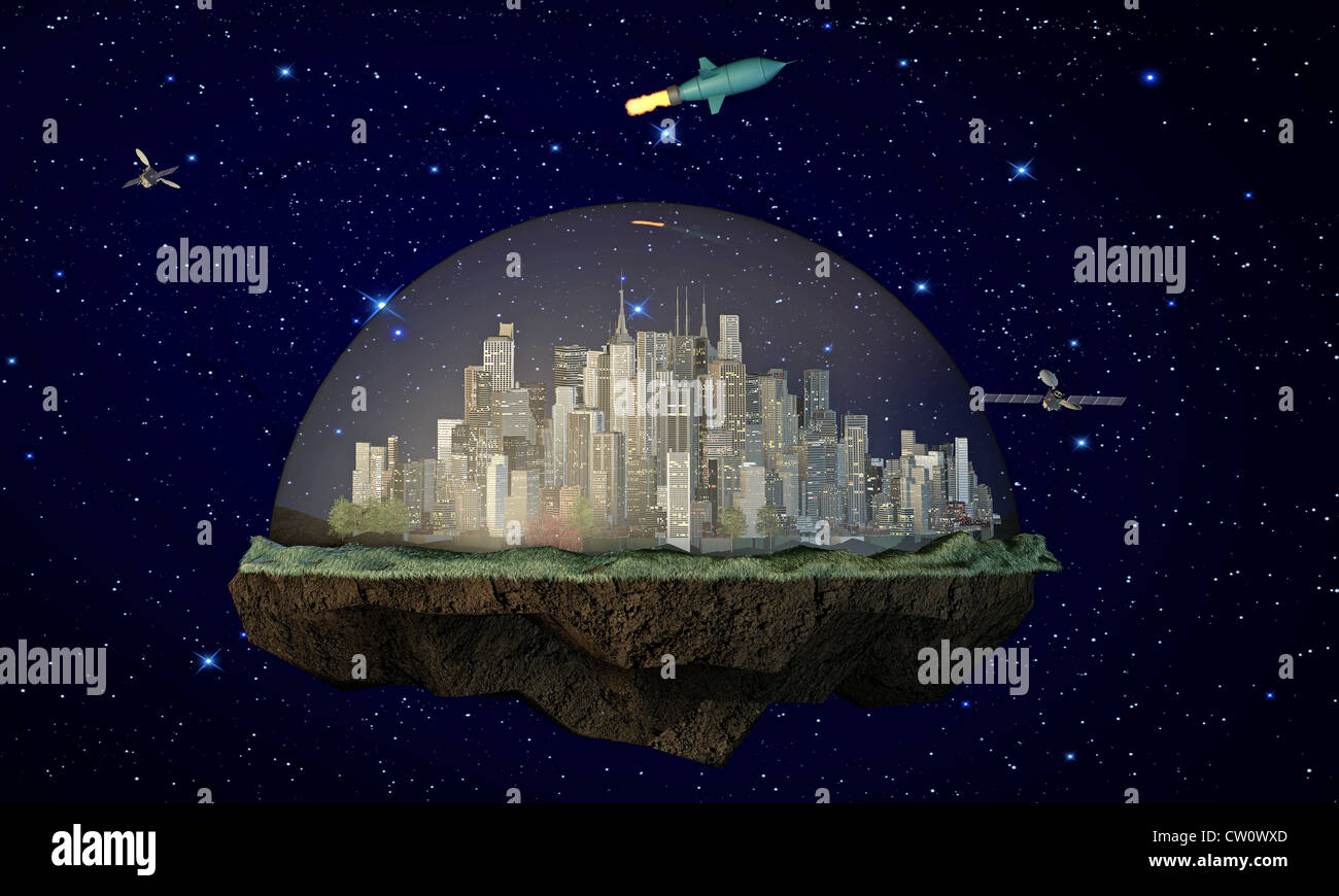 futuristic city under a bell jar Stock Photo - Alamy