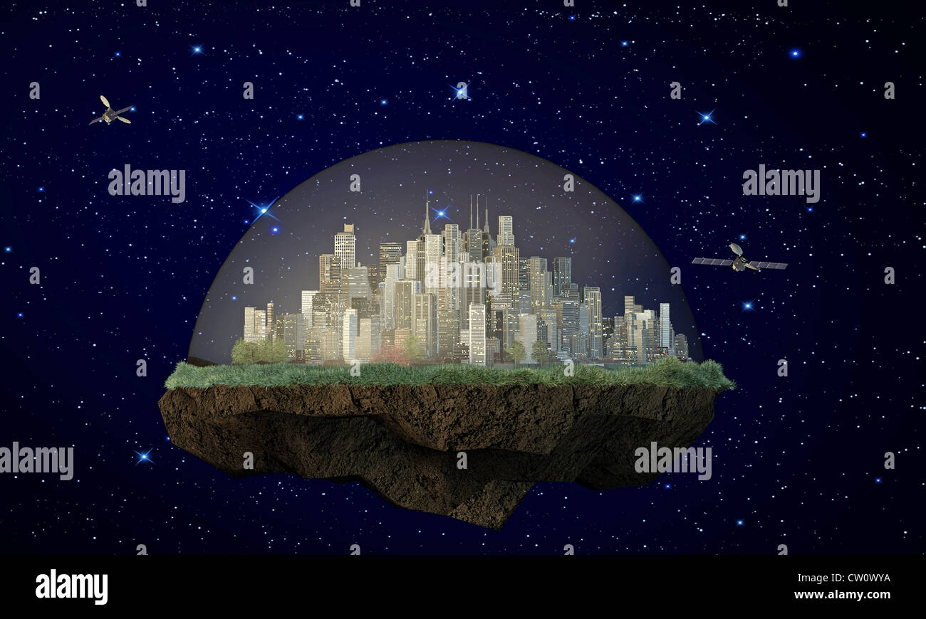 futuristic city under a bell jar Stock Photo - Alamy