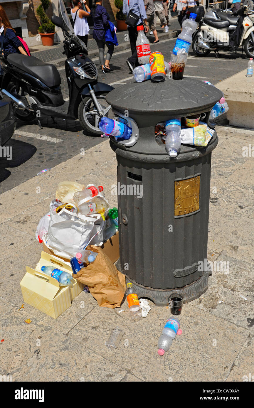 Filled Trash Container Rome Italy Europe Mediterranean Stock Photo - Alamy
