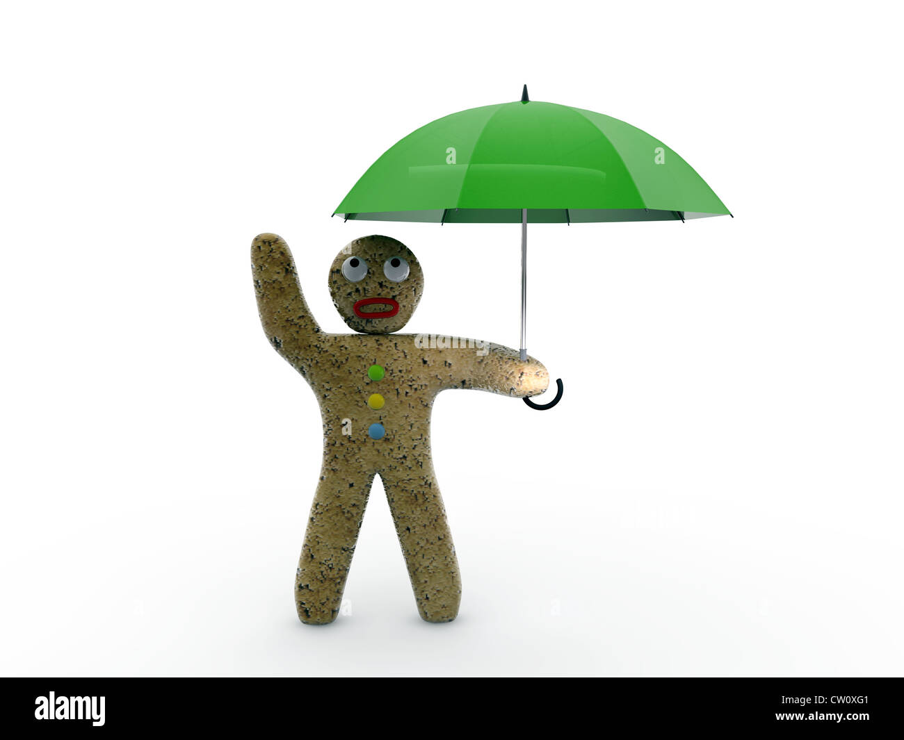 gingerbread man under a green umbrella Stock Photo - Alamy
