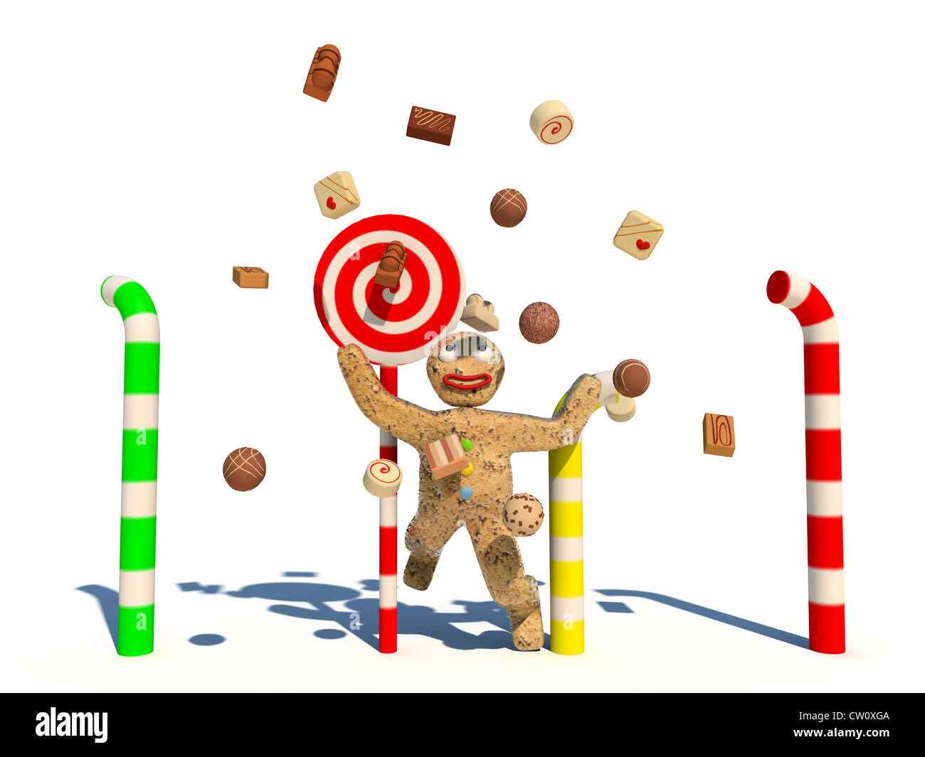 ginger man with candies and sweet stuff Stock Photo - Alamy