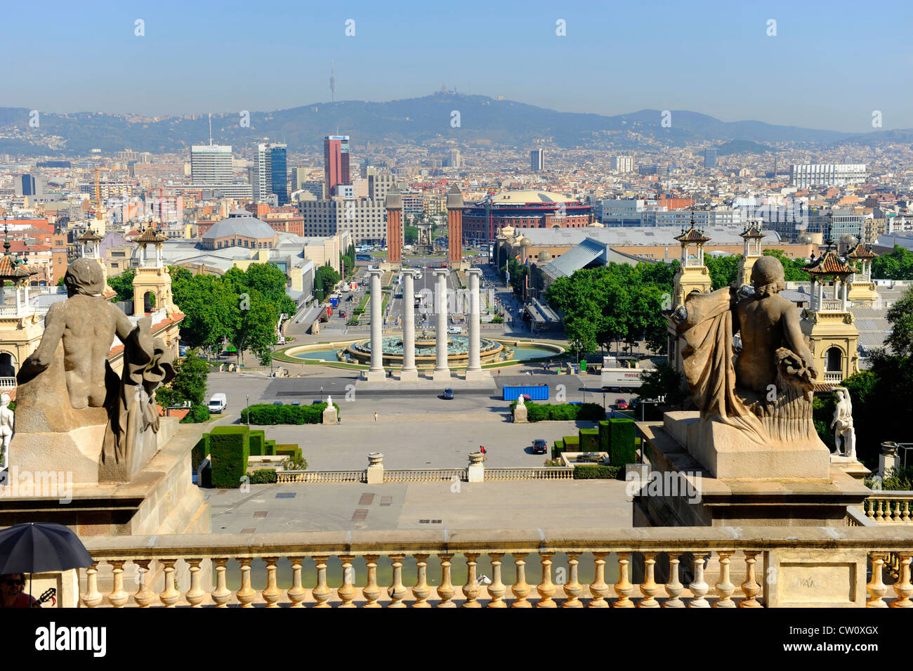 Panorama View of Barcelona Spain from Montjuïc Hill Europe Catalonia ...