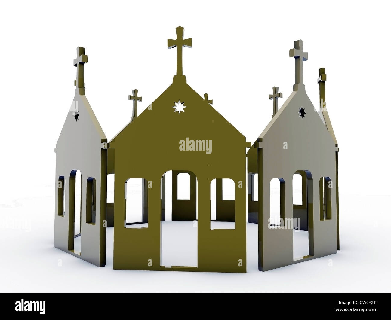 golden church isolated on white background Stock Photo - Alamy