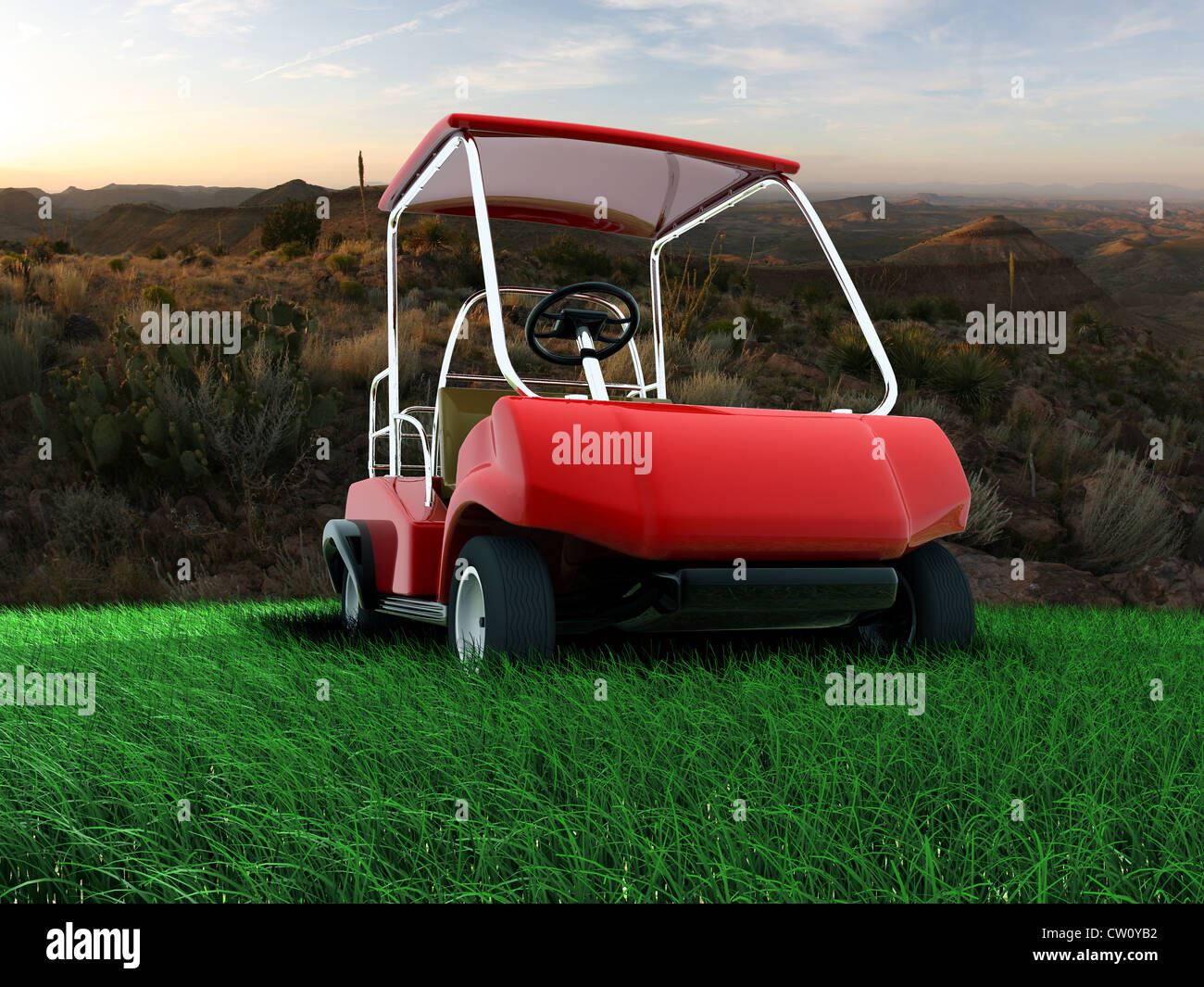 golf cart on green grass Stock Photo - Alamy